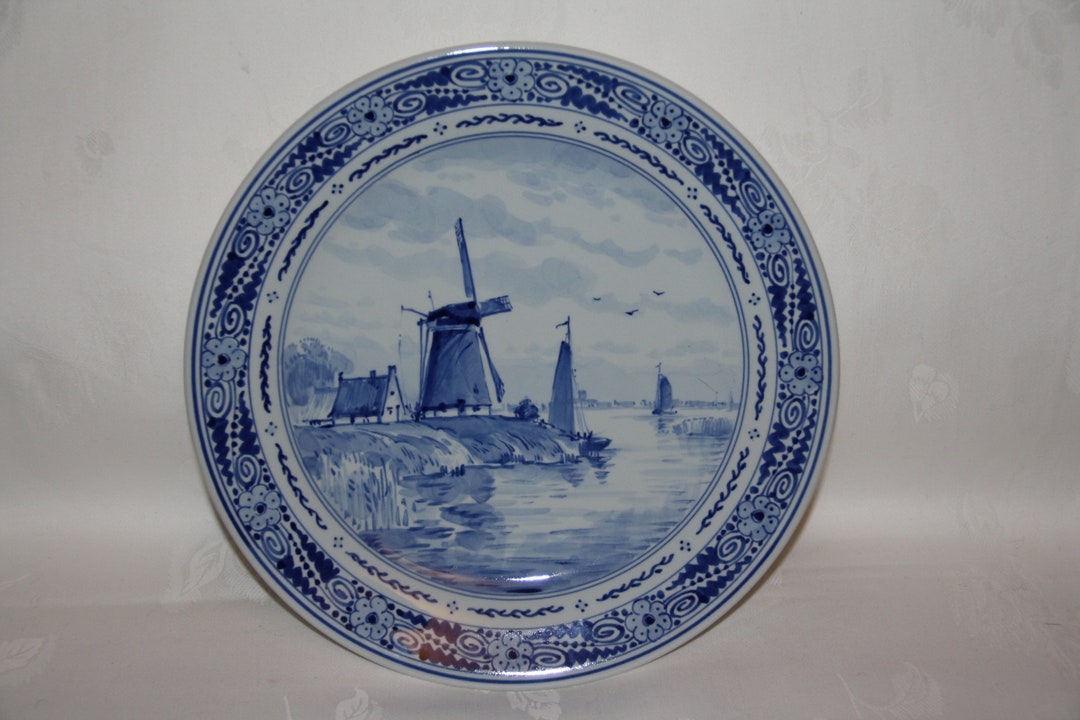 A Delft Wall Plate With Original Royal Delft Label and Mark With ...