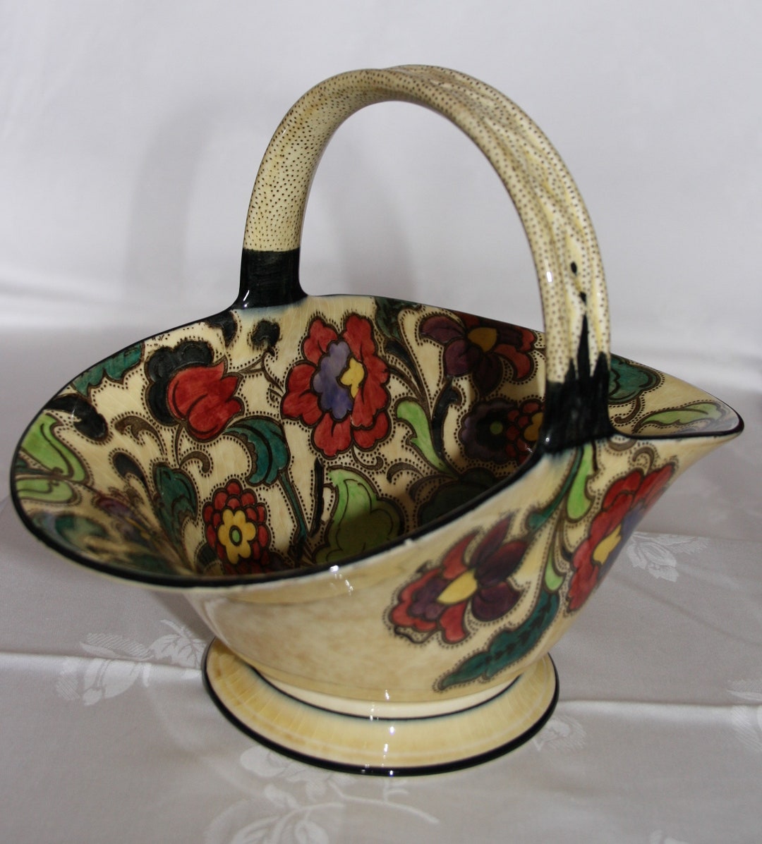 Tuscan Pottery Basket, a Beautiful Design With Floral Decoration on ...