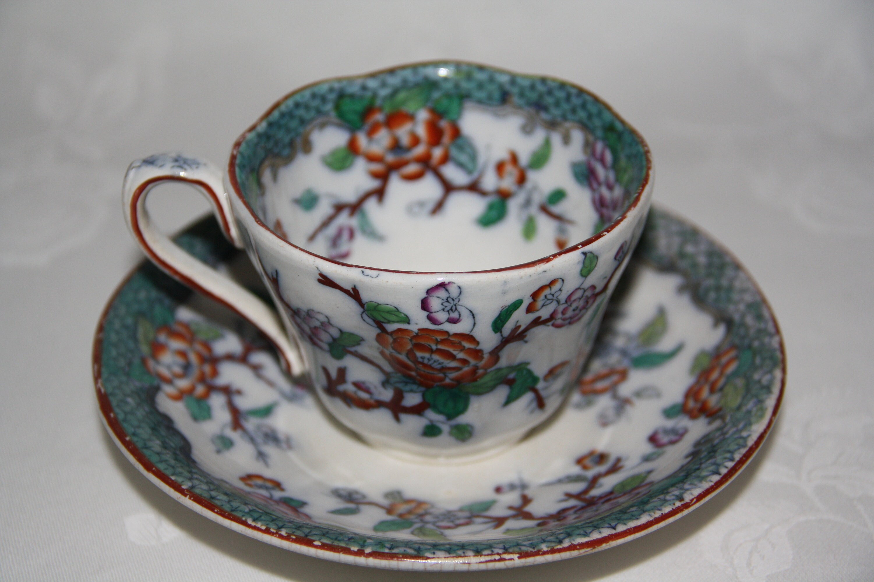 Antique Victorian Tea Cup and Saucer With rosea Flower Pattern by Wood ...