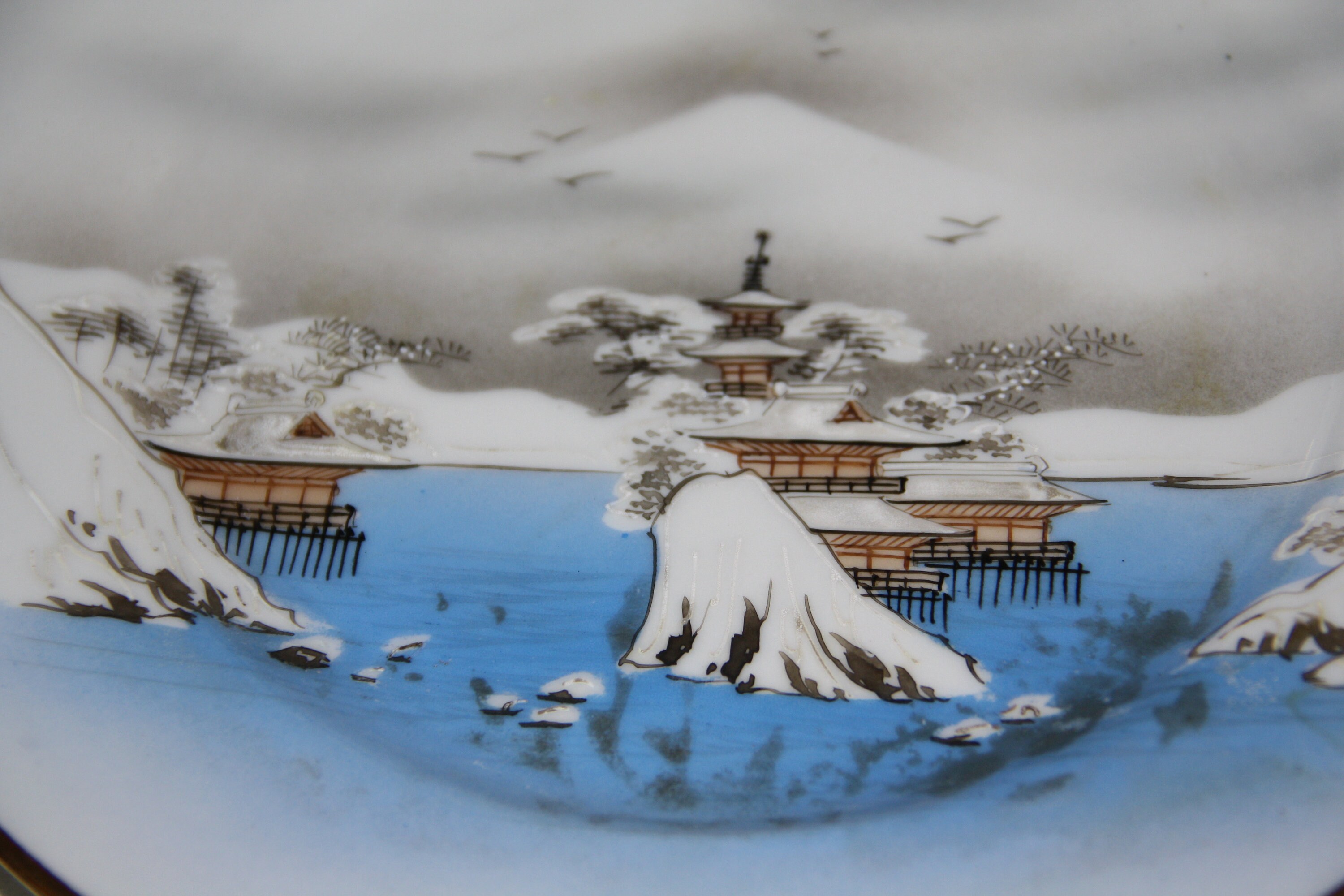 A Large Japanese Tea Set With Wintry Scenery With Mount Fuji - Etsy