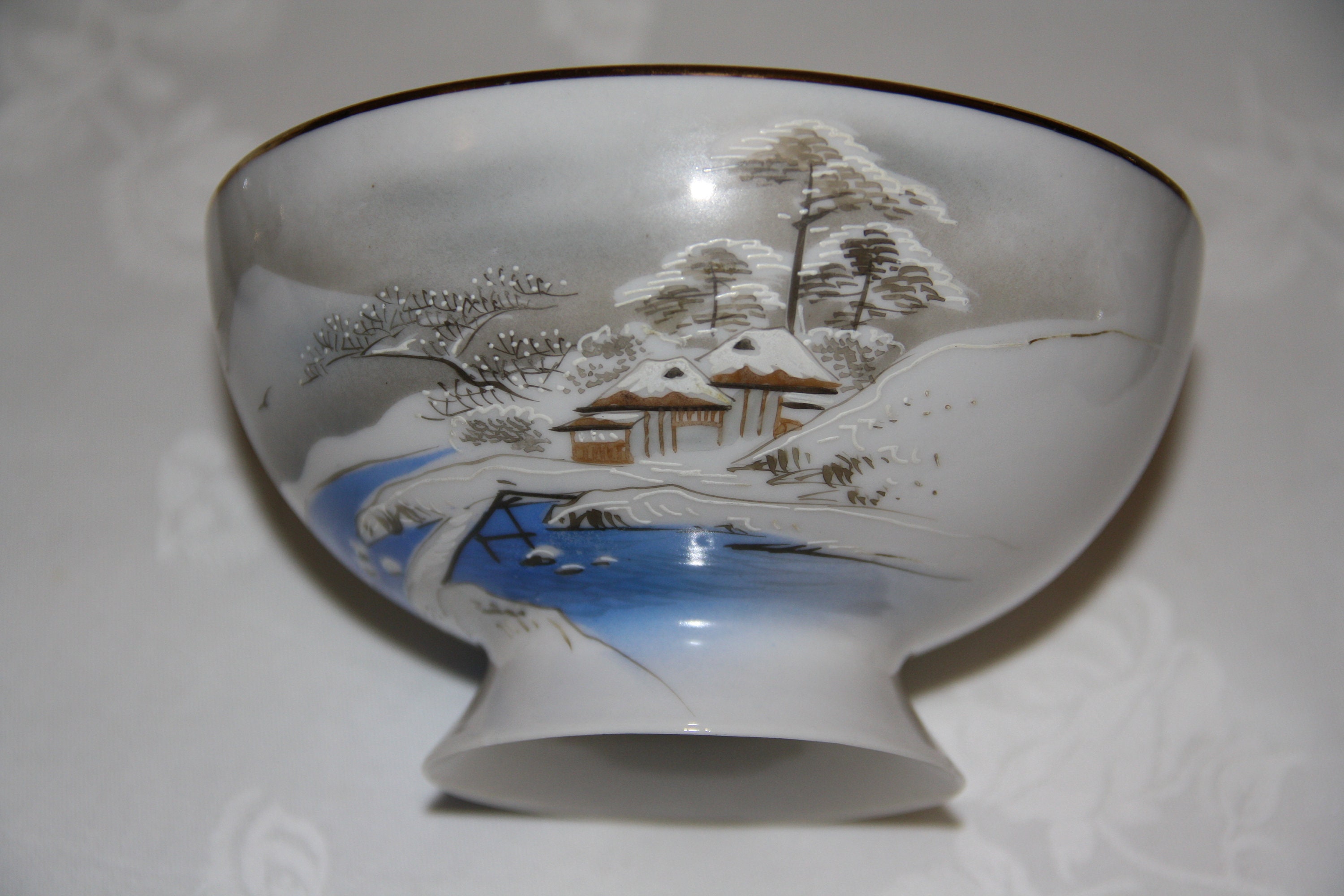 A Large Japanese Tea Set With Wintry Scenery With Mount Fuji - Etsy