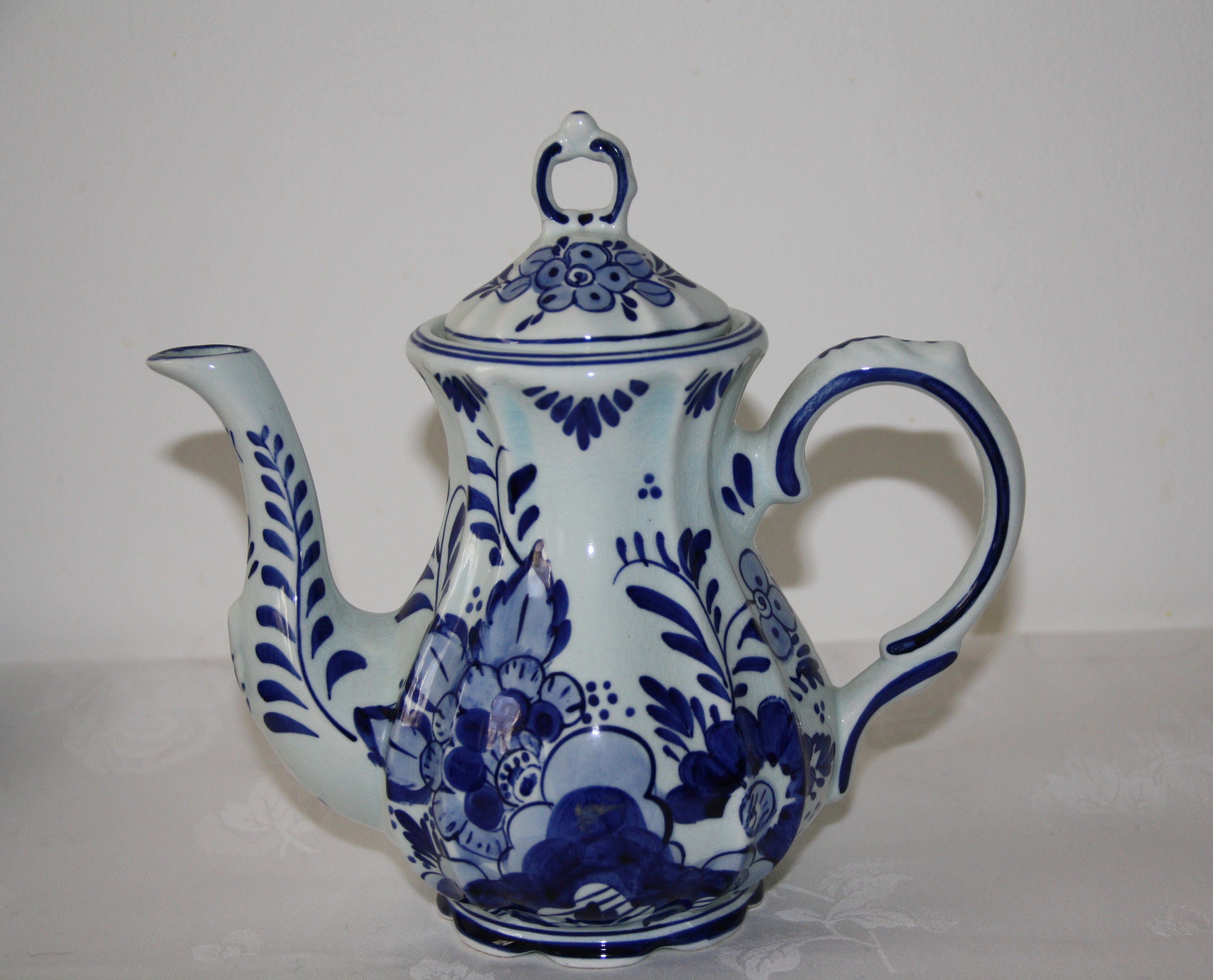 A Delft Blue Hand Painted Coffee Pot With Restored Delicate Finial - Etsy