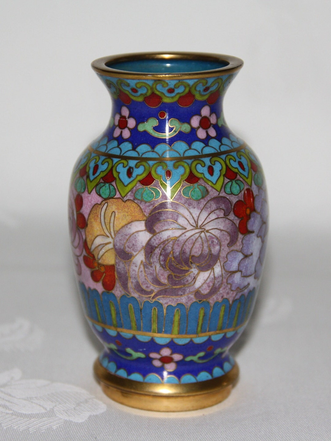 A Small Cloisonne Vase With Chrysanthemum Decoration - Etsy