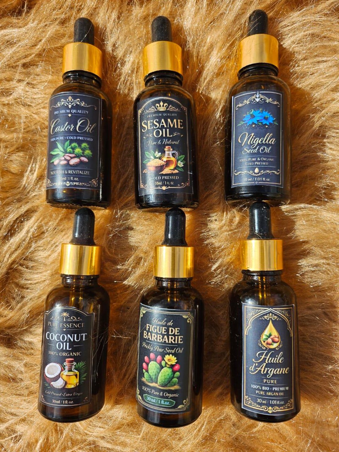 Moroccan Natural Oil Set – Argan, Prickly Pear, Coconut, Sesame, Castor ...