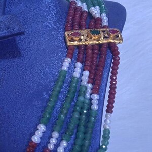 Elegant Moroccan Jawhar Necklace – Genuine Emerald & Gold-plated Silver ...