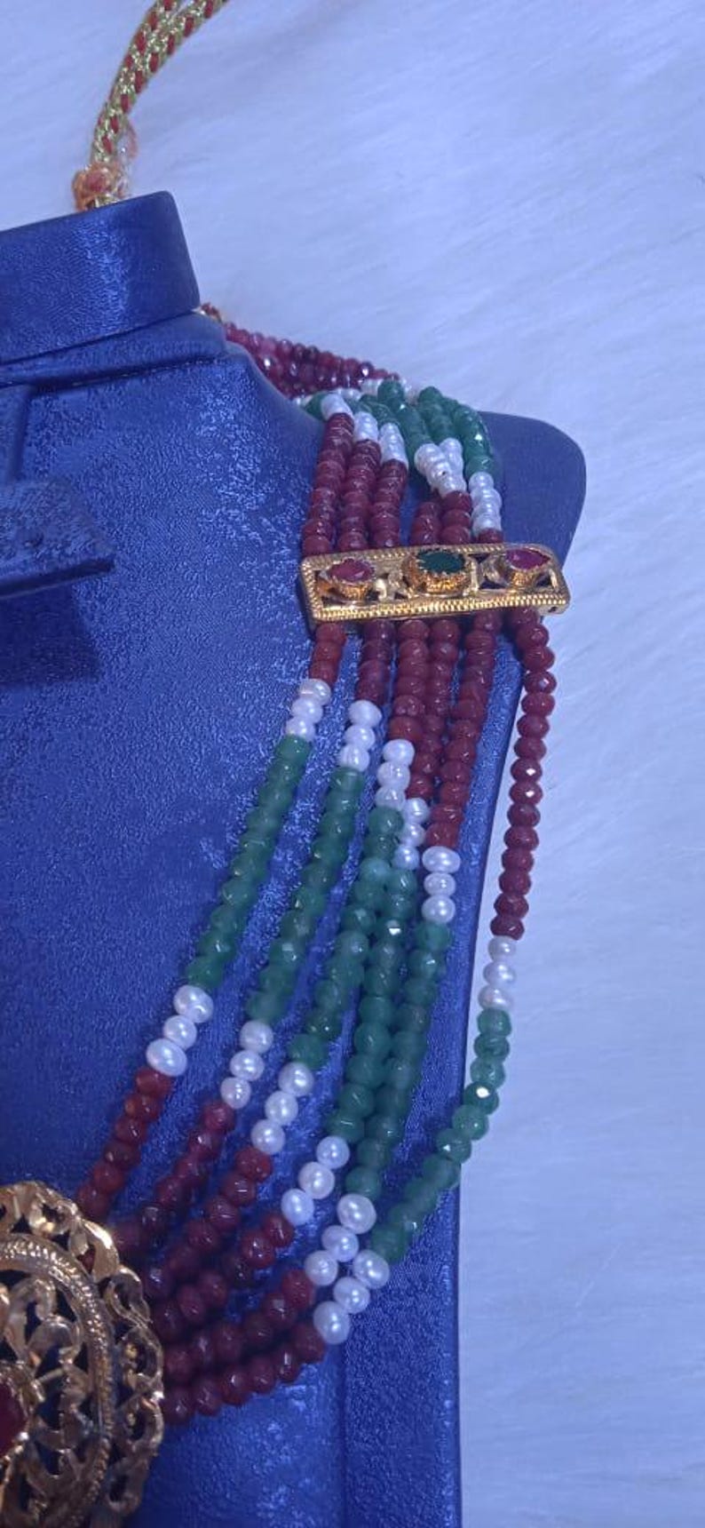 Elegant Moroccan Jawhar Necklace – Genuine Emerald & Gold-plated Silver ...