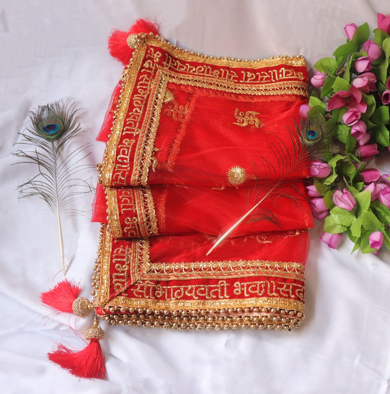 Indian Wedding Dupatta | Red Color Net Dupattas | Indian Culture ...