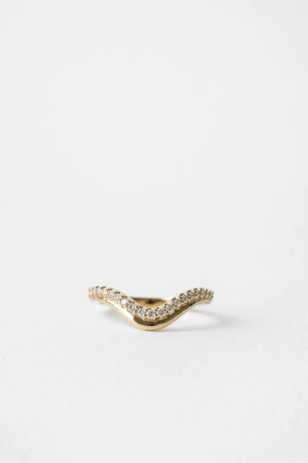 Layered Contour Band – 14K Gold U Shape Stacking Ring, Curved Wedding ...