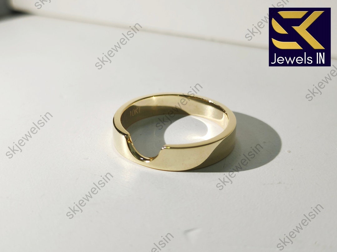 Bold 14k Solid Gold Chevron Ring, U Shaped Stacker, Minimalist Wide ...