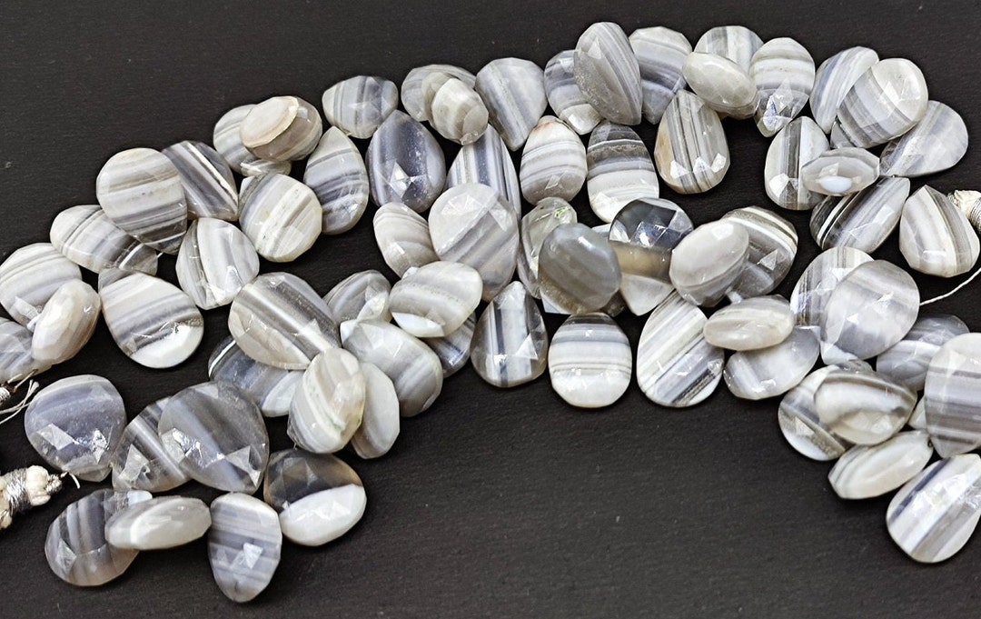 Natural Brazil Boulder Agate White and Gray Pear Cut Faceted Gemstone ...