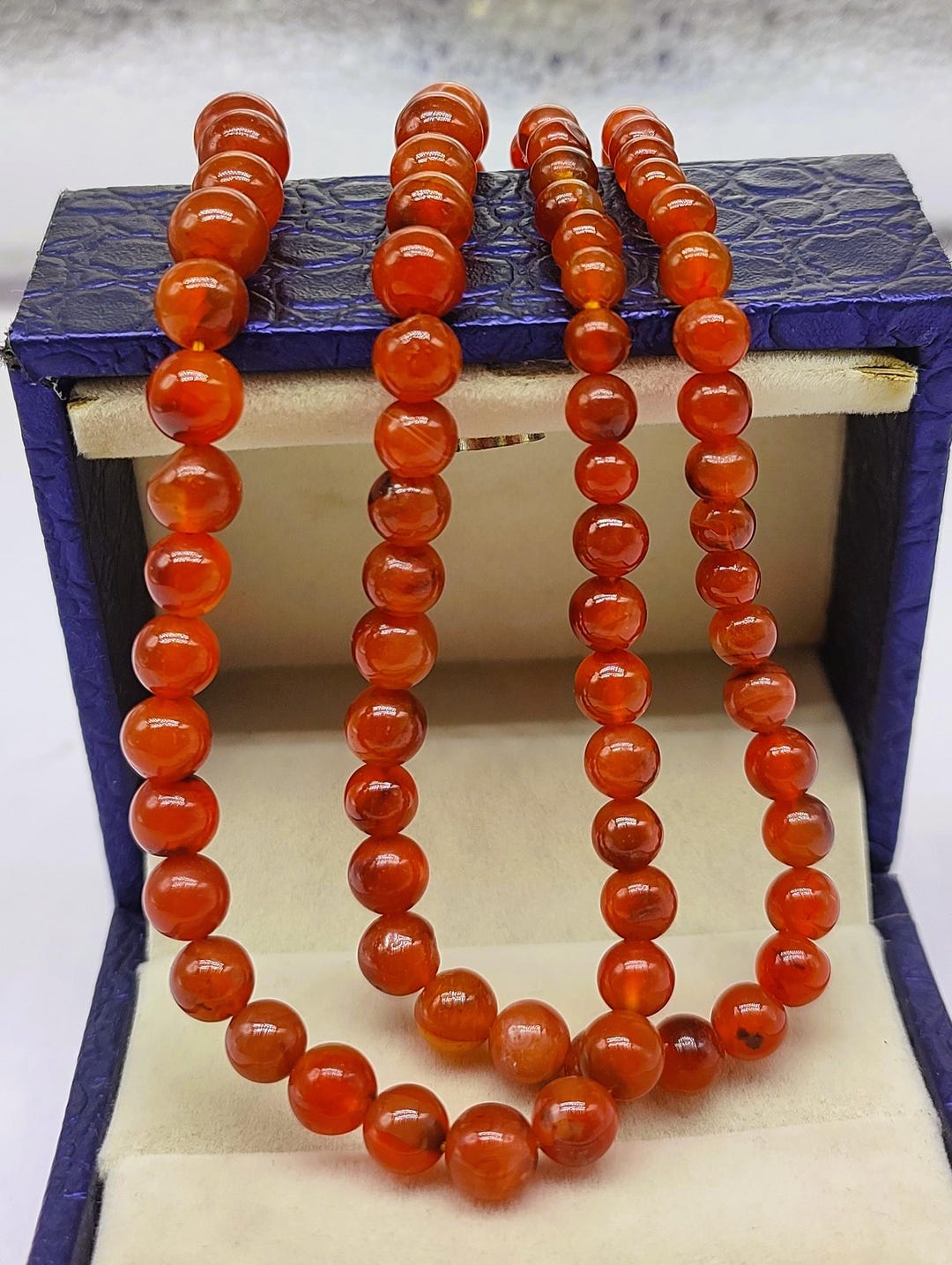 7mm Natural Dark Orange Carnelian Mala Round Balls 16 Inch Strand ...