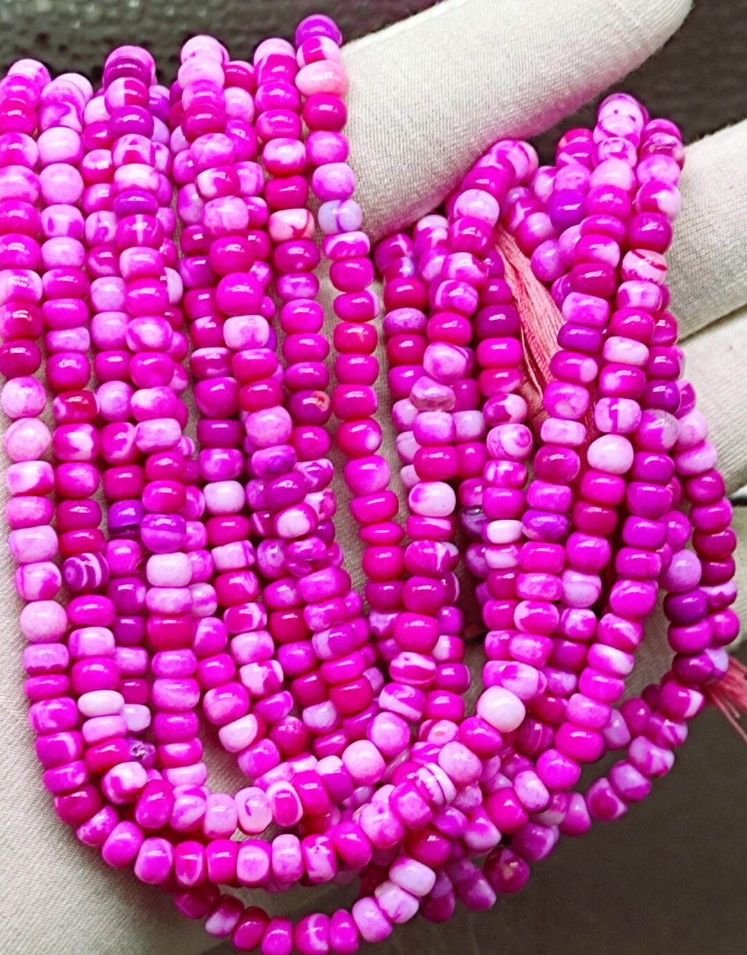 5mm Hot Pink Opal Rondelle Smooth: Natural Gemstone Jewelry Making - Etsy