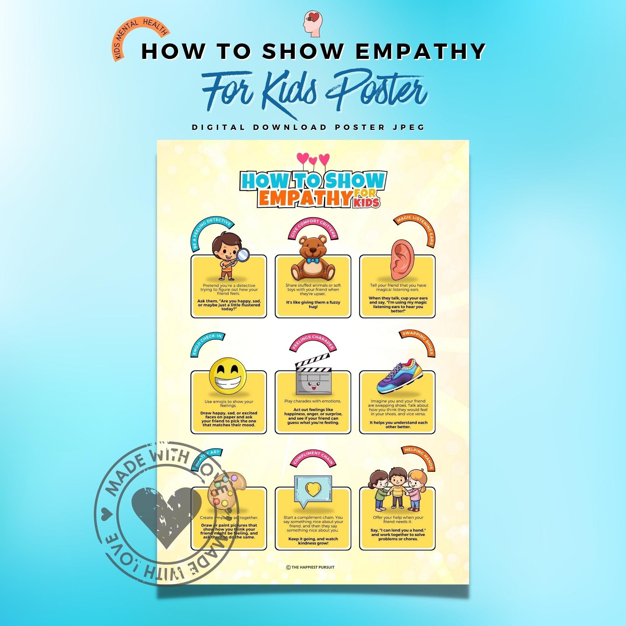 How to Show EMPATHY Lover KIDS Class Room Décor Wall ART, Digital ...