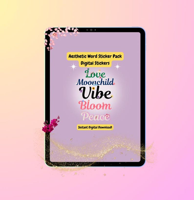Aesthetic Word Sticker Pack | Digital L Stickers for Planners, IG ...
