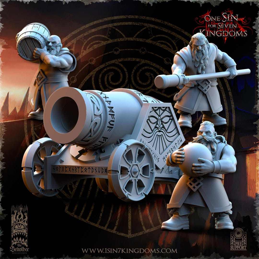 The Beholder Miniatures - Thunder Cannon - Dwarf Rune Cannon - Resin ...