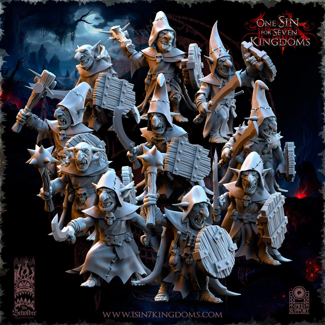 The Beholder Miniatures - Goblins Warriors With Melee Weapons ...
