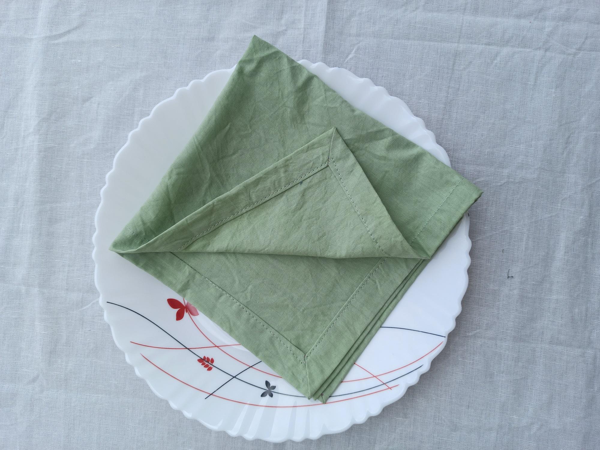 Sage Green Color Dinner Napkin Set Pure Cotton Wedding Napkin Reusable ...