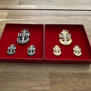 Navy Chief "backbone" Anchor Collar Devices and Cover Pin Set - Etsy