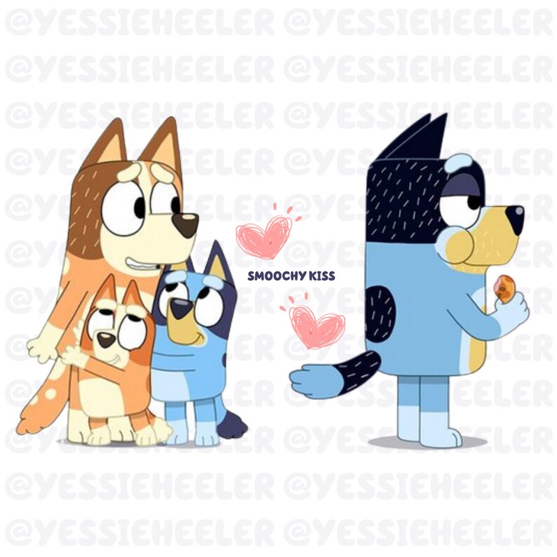 PRINTABLE T-shirt Design Bluey Smoochy Kiss Sticker - Etsy