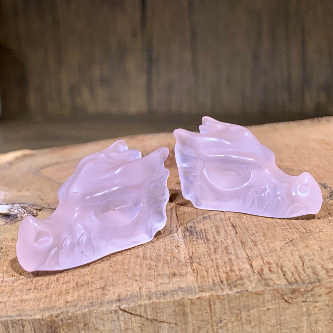 AAAAA 40mm Natural Hand Carved Rose Quartz Dragon Skull, Dragon Head ...