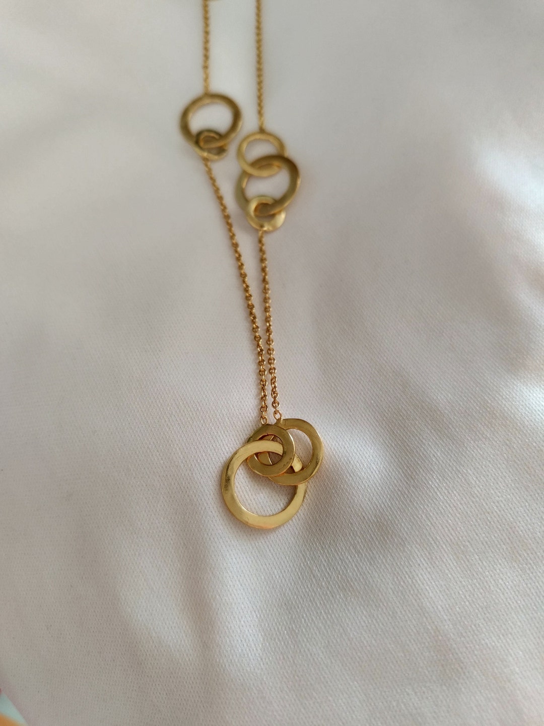 Interlocking Ring Necklace, 14k Gold Plated Eternity Circles, Everyday ...