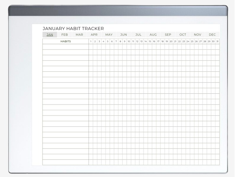 Monthly Habit Tracker | Remarkable 2 Template | Hyperlinked | Left ...