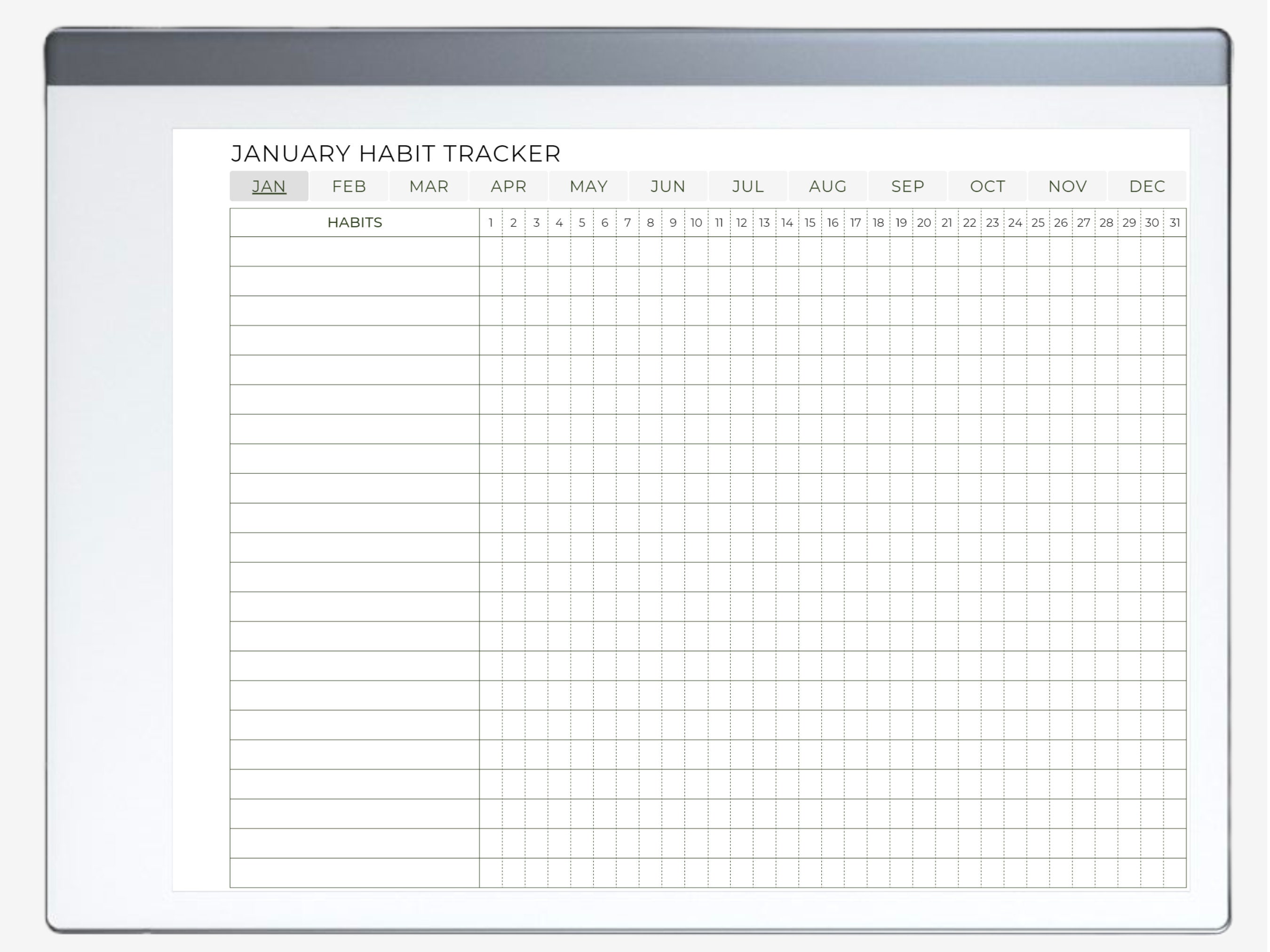 Monthly Habit Tracker | Remarkable 2 Template | Hyperlinked | Left ...
