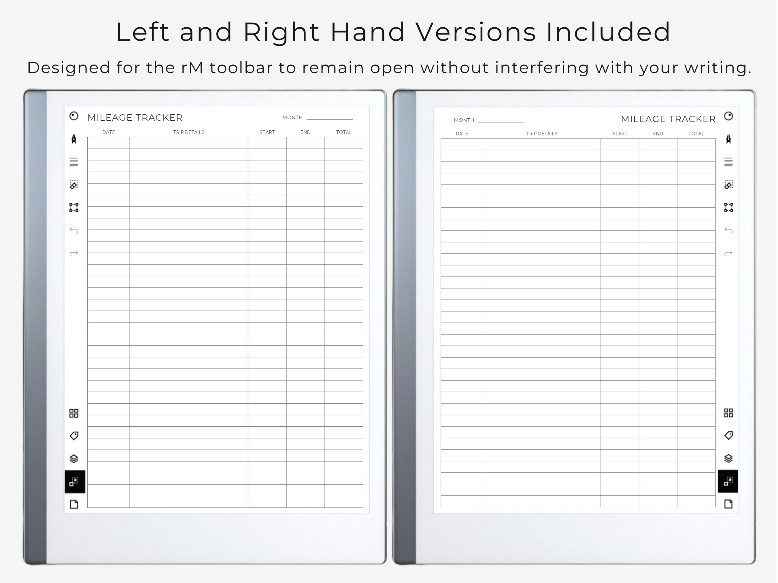 Mileage Tracker | Remarkable 2 Template | Instant Download | Right ...