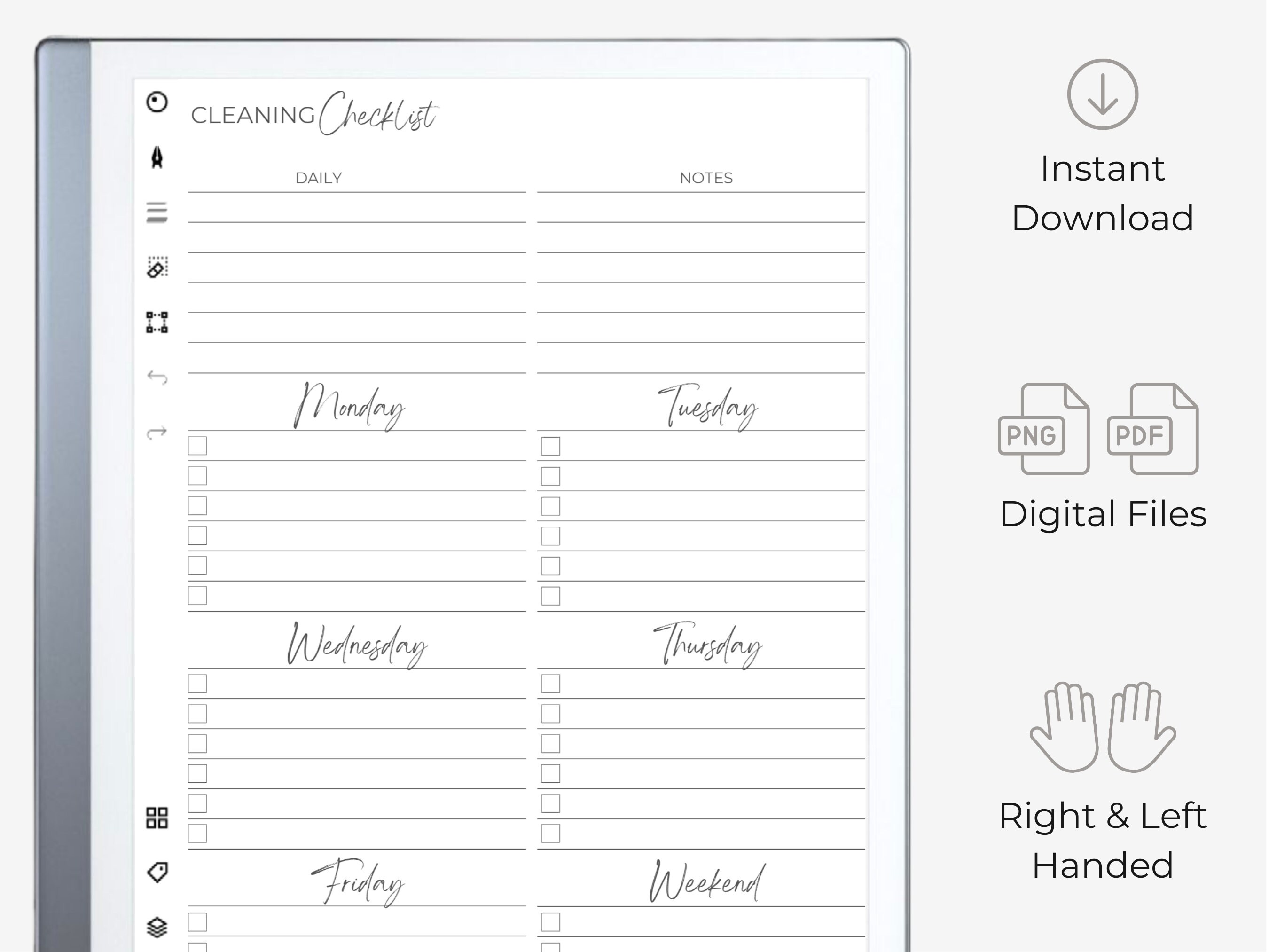 Cleaning Checklist | Remarkable 2 Template | Instant Digital Download ...