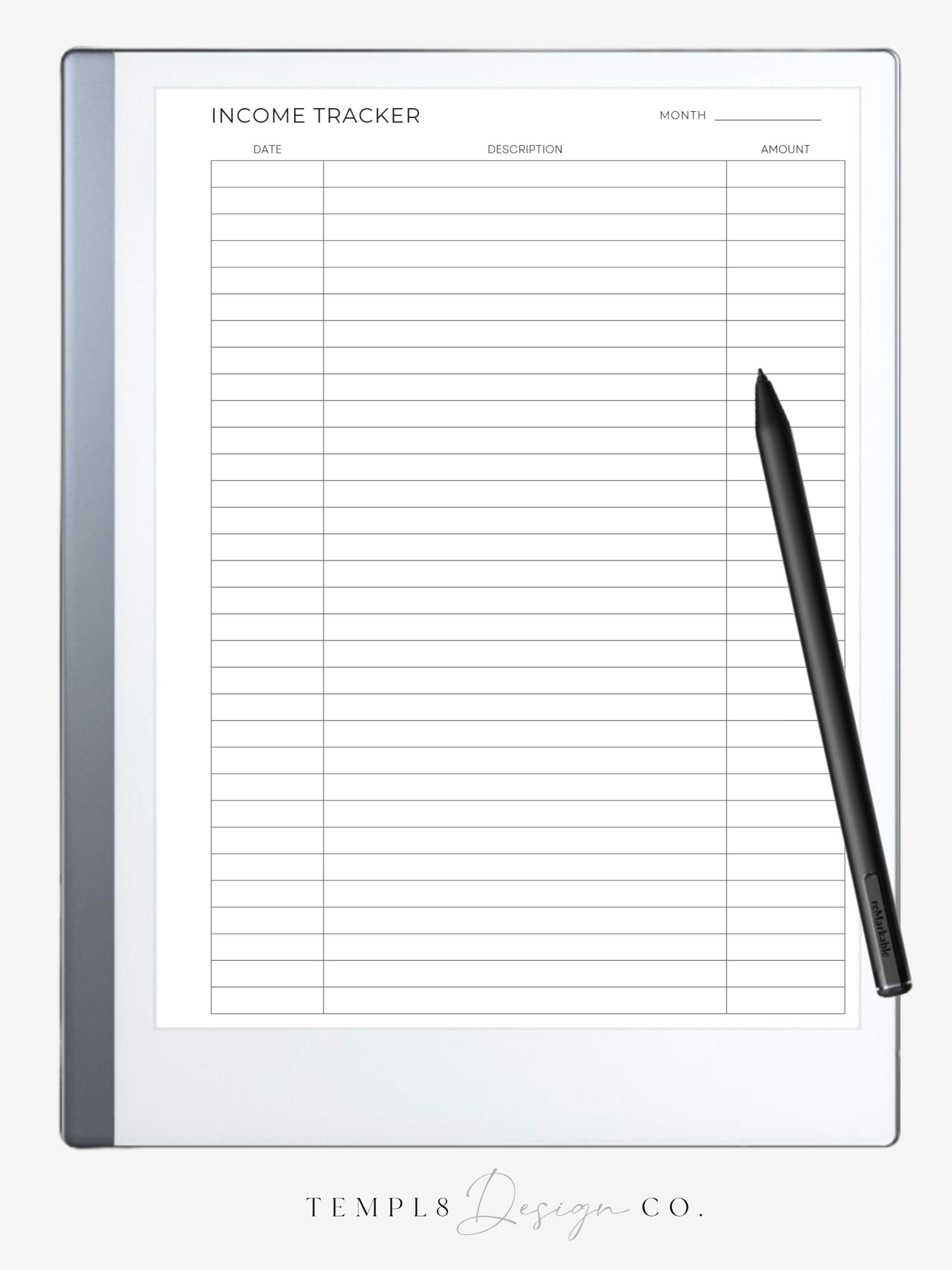 Income Tracker | Remarkable Template | Instant Download | Right & Left ...