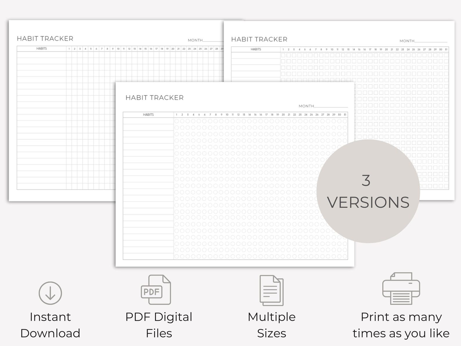 Monthly Habit Tracker | Printable | Instant Digital Download | Routine ...