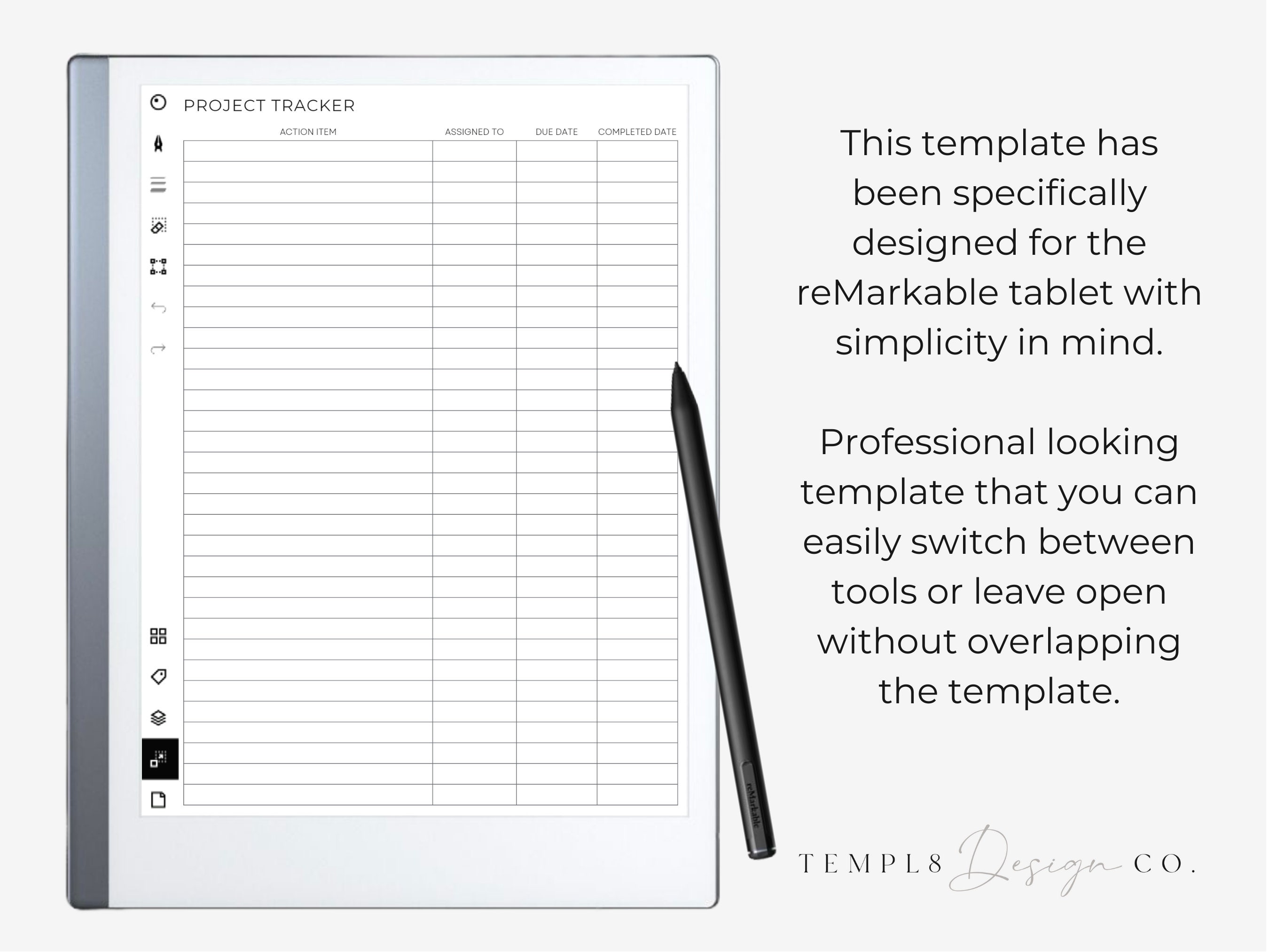 Simple Project Tracker | Remarkable 2 Template | Instant Download ...