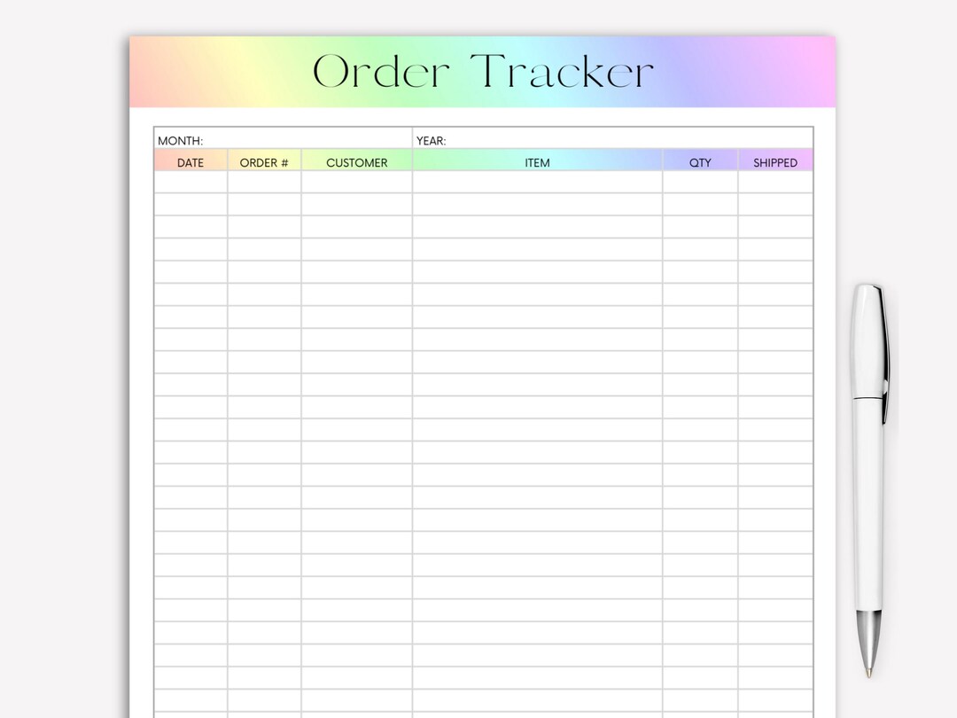 Order Tracker | Online Order Tracker | Order Sheet | Monthly Order ...