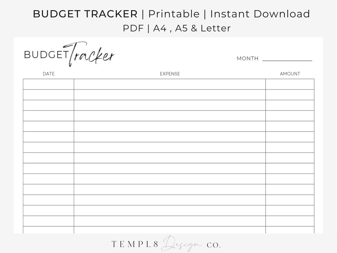 Budget Tracker | Printable | Instant Digital Download - Etsy