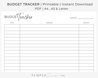 Monthly Budget Worksheets Simple Budget Tracker Printable Digital ...