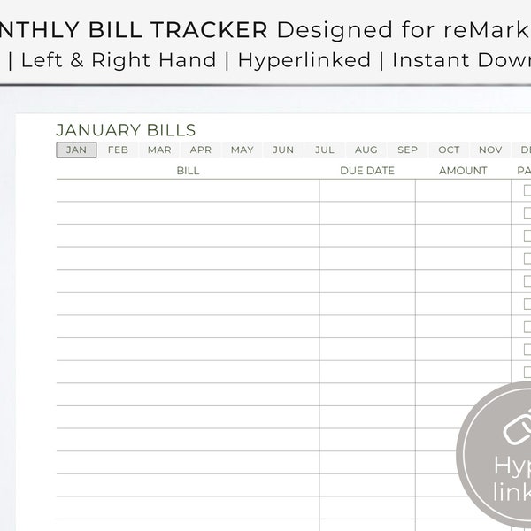 Remarkable 2 Templates Bill Tracker - Etsy