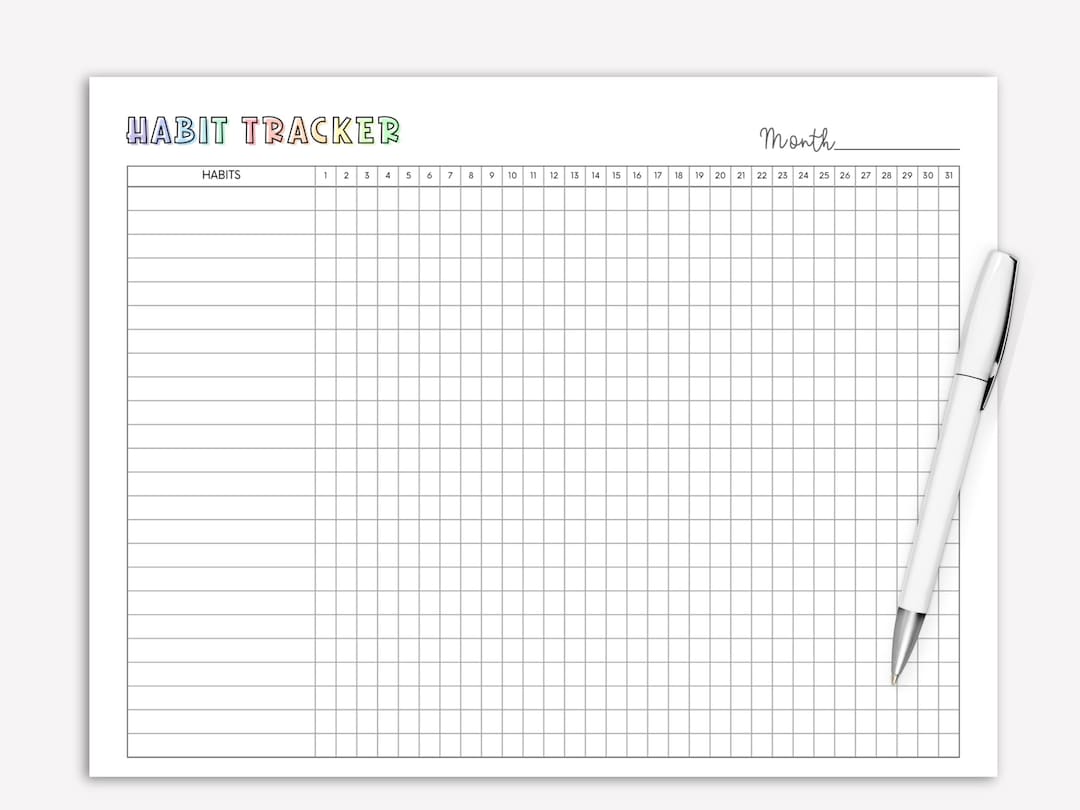 Monthly Habit Tracker | Printable | Instant Download - Etsy