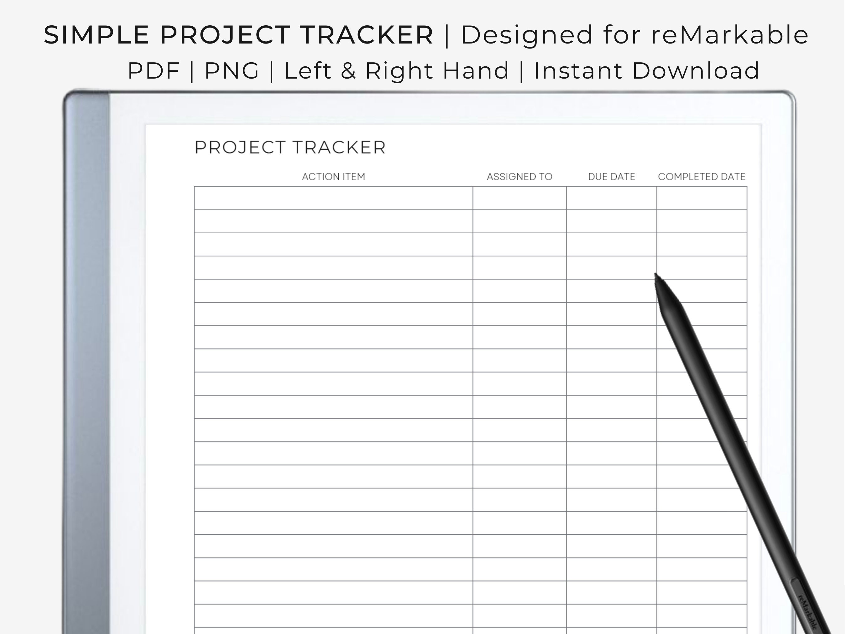Simple Project Tracker | Remarkable 2 Template | Instant Download ...