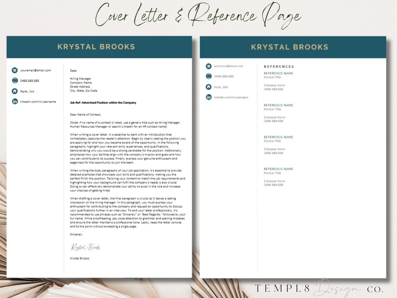 Microsoft Word Resume Template | 1-3 Page Resume Template | Cover ...