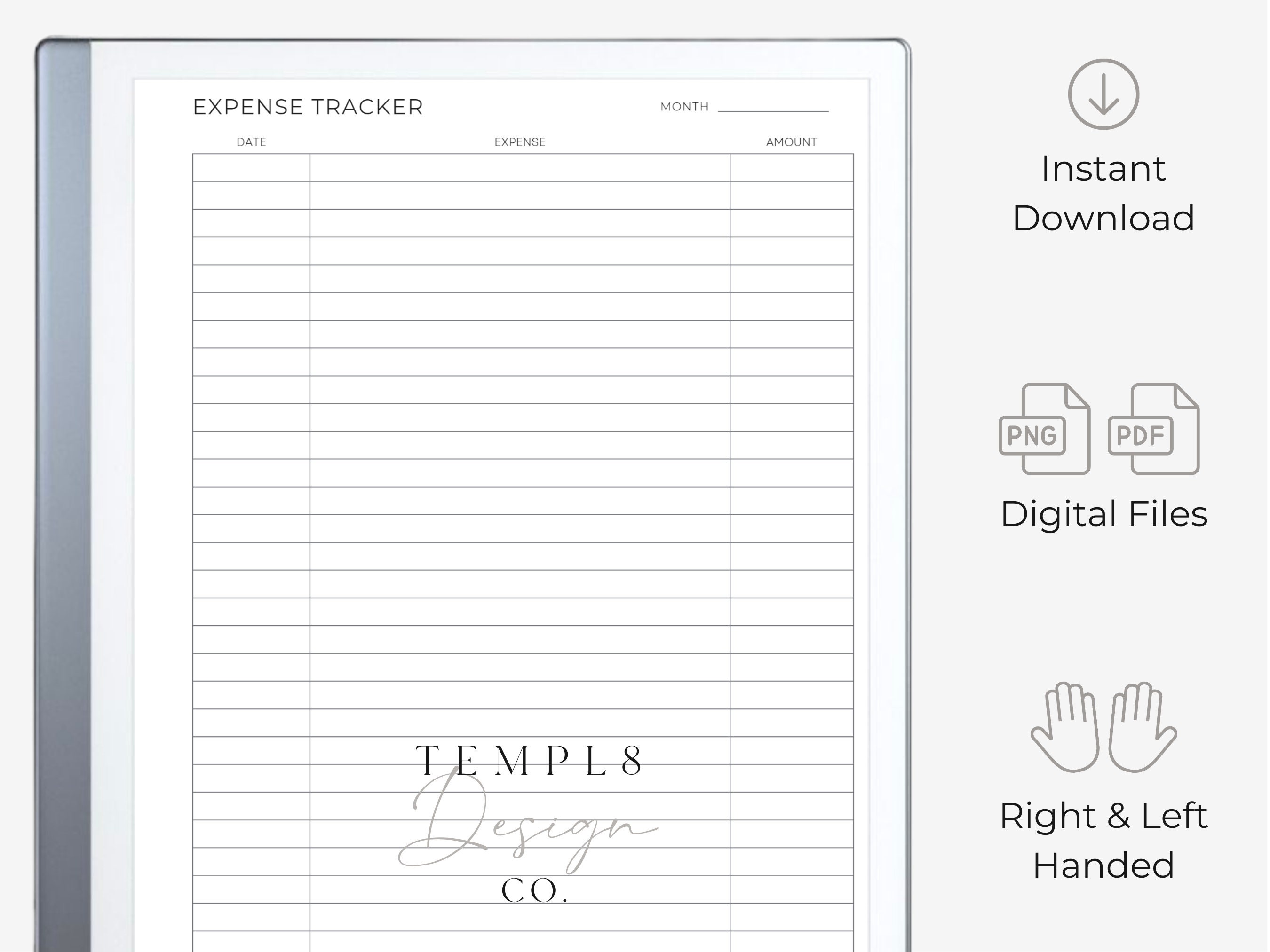 Expense Tracker | Remarkable Template | Instant Download | Right & Left ...