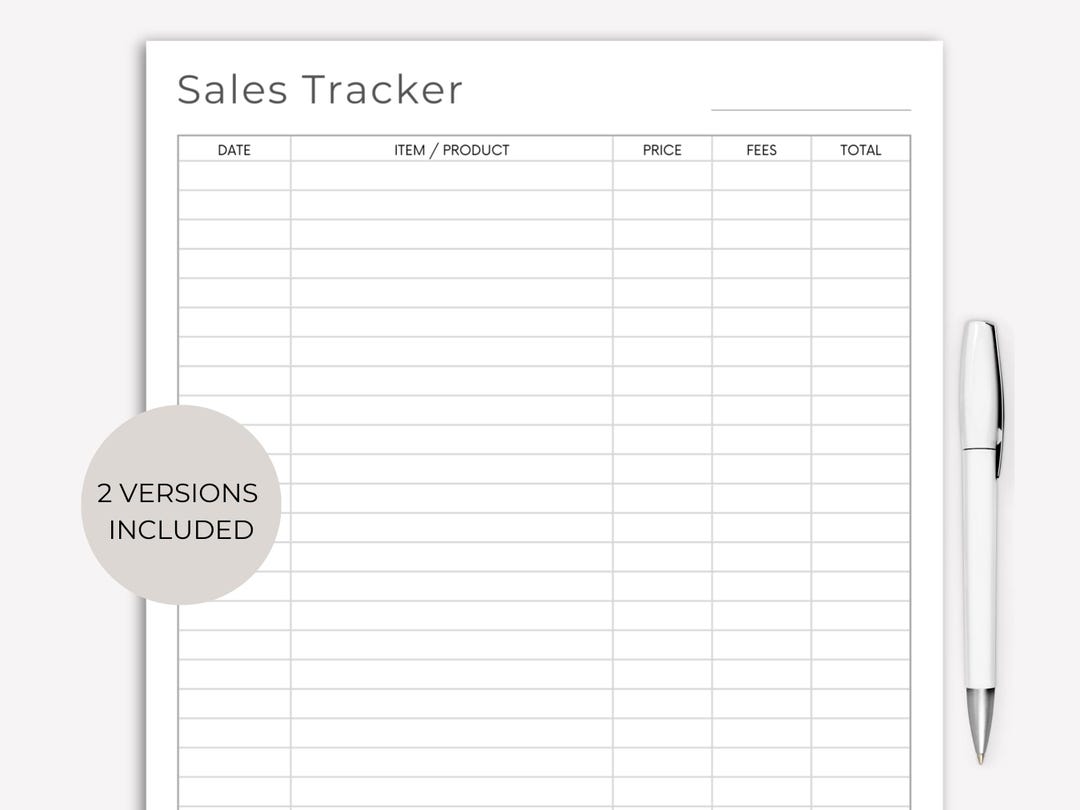 Sales Tracker | Simple Sales Tracker | Printable | Instant Digital ...