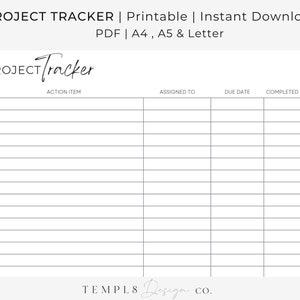 Project Tracker | Printable | Instant Digital Download | Minimalist - Etsy