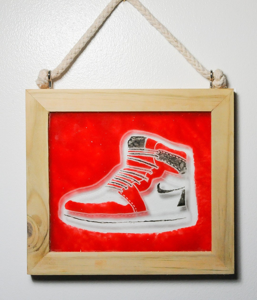 Nike Air Jordan Sneakers Glass Hand Engraved Wall Home and Garden ...