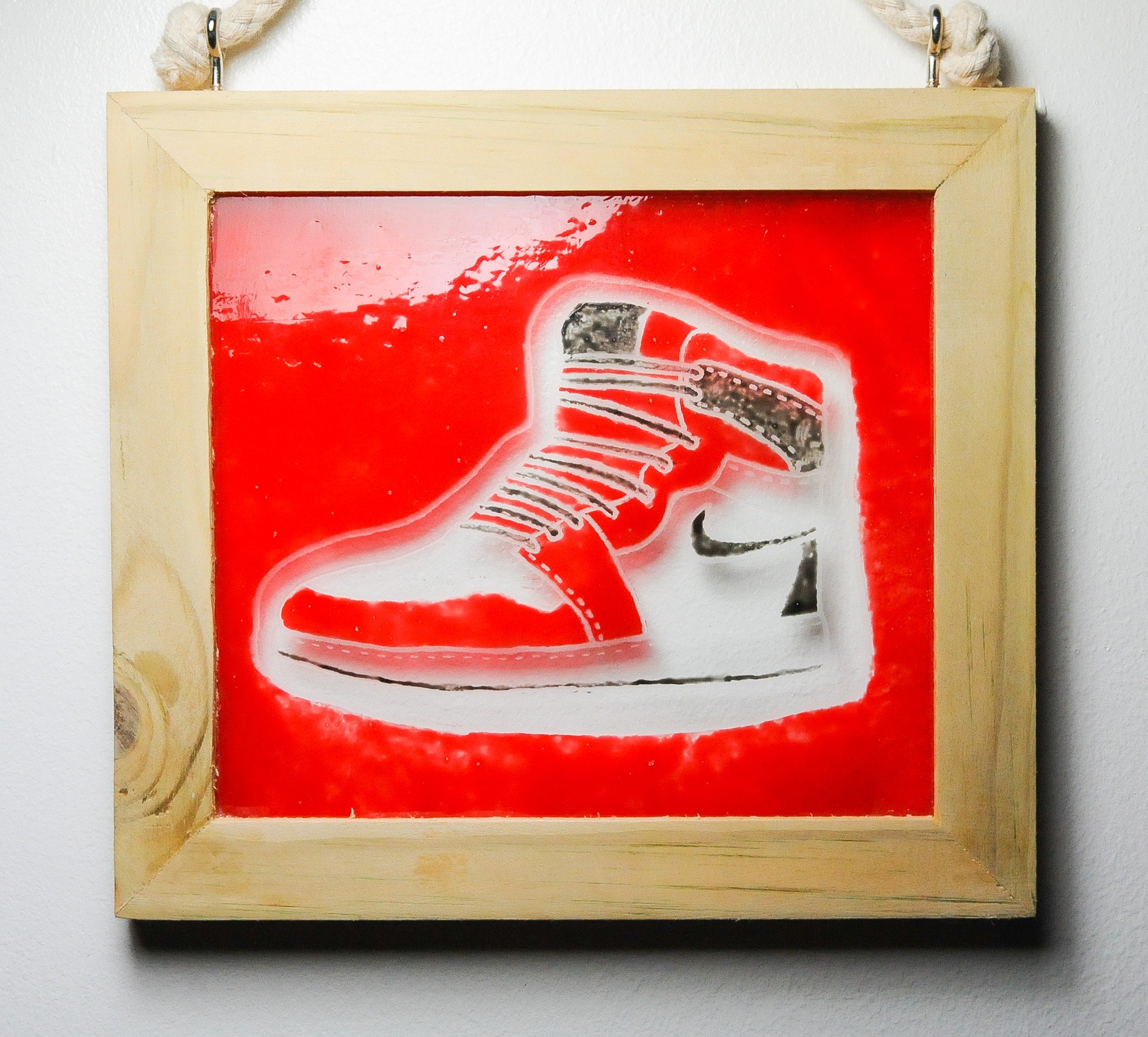 Nike Air Jordan Sneakers Glass Hand Engraved Wall Home and Garden ...