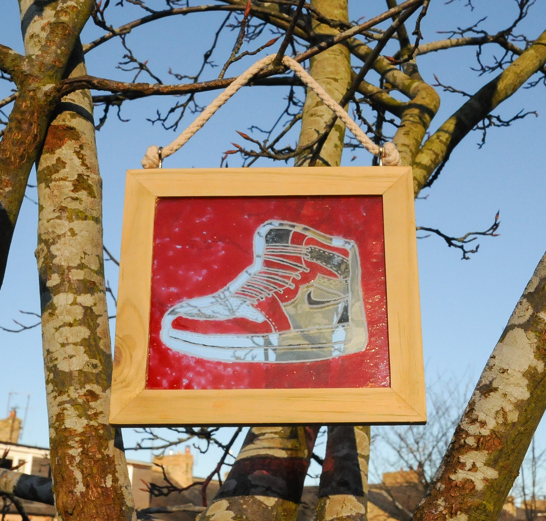 Nike Air Jordan Sneakers Glass Hand Engraved Wall Home and Garden ...