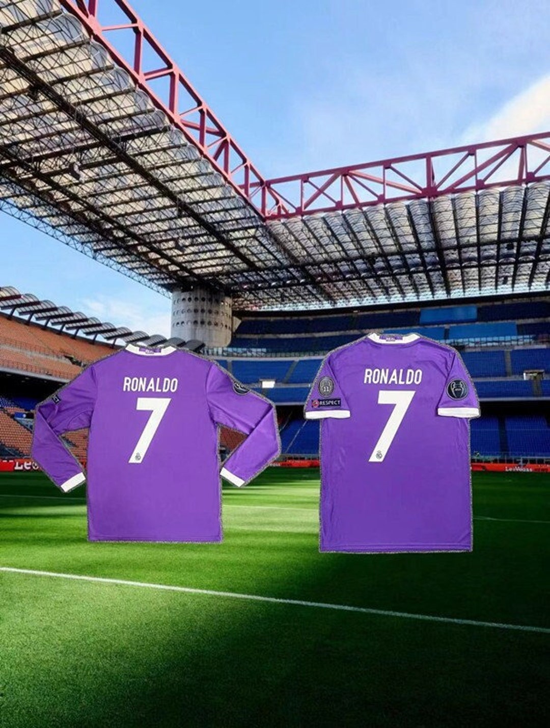 No. 7 Ronaldo Retro Jersey Champions League Purple Short-sleeved ...