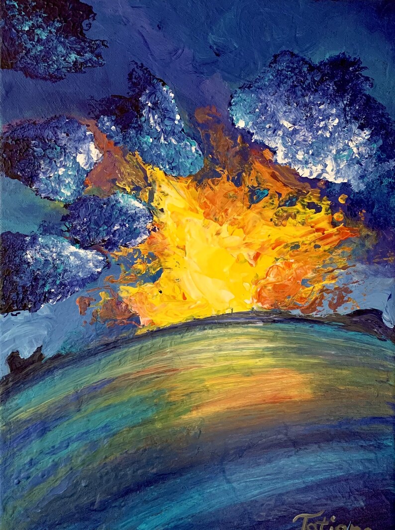Exploding Star Painting on Canvas. Handmade Acryl Painting - Etsy