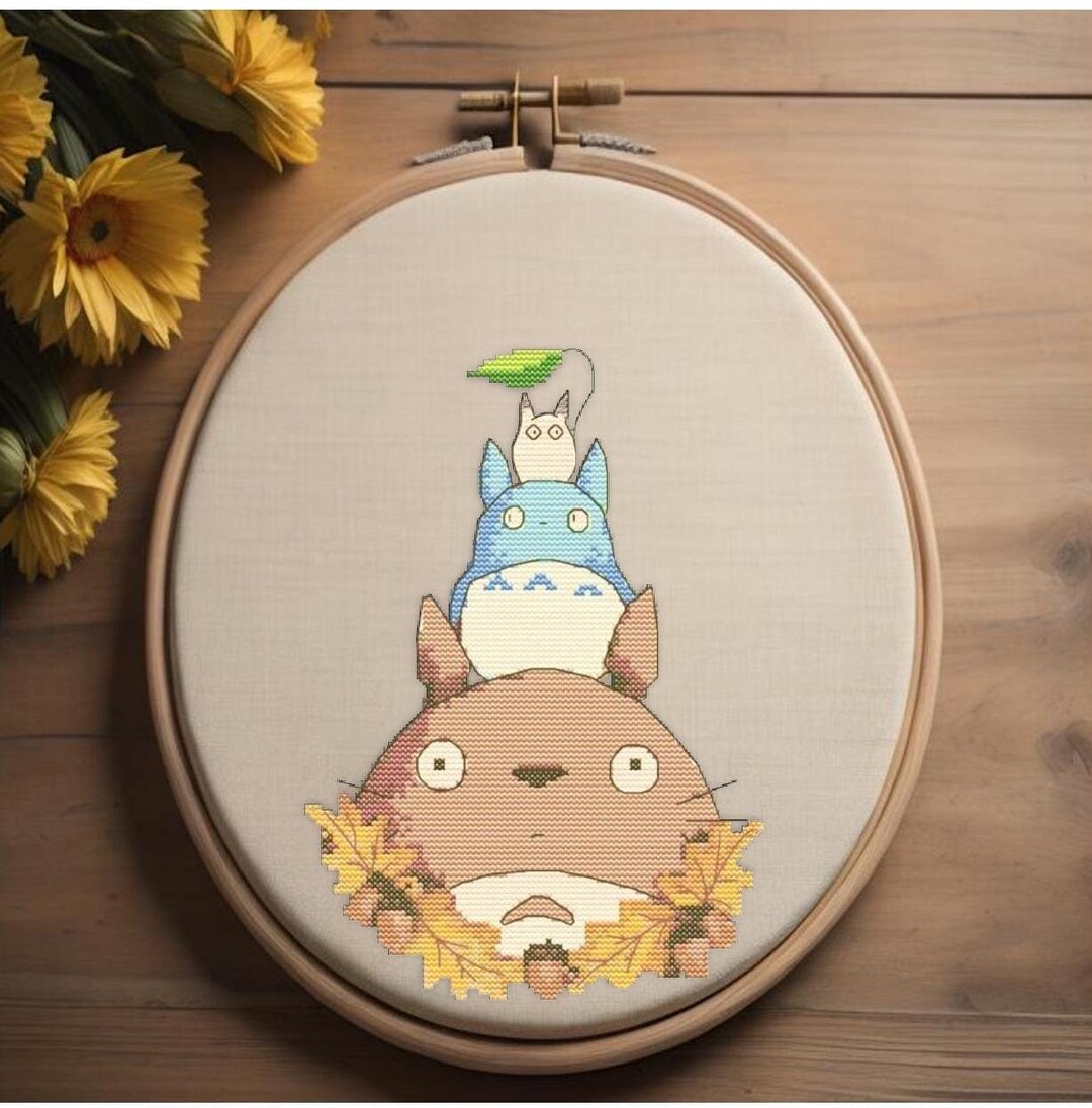 My Neighbor Totoro Cross Stitch Pattern Three Totoros Counted Stitch ...
