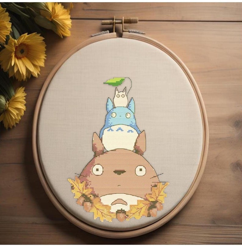 My Neighbor Totoro Cross Stitch Pattern Three Totoros Counted Stitch ...