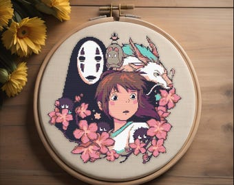 Spirited Away Cross Stitch Pattern, Counted Stitch, Chihiro, Kaonashi ...